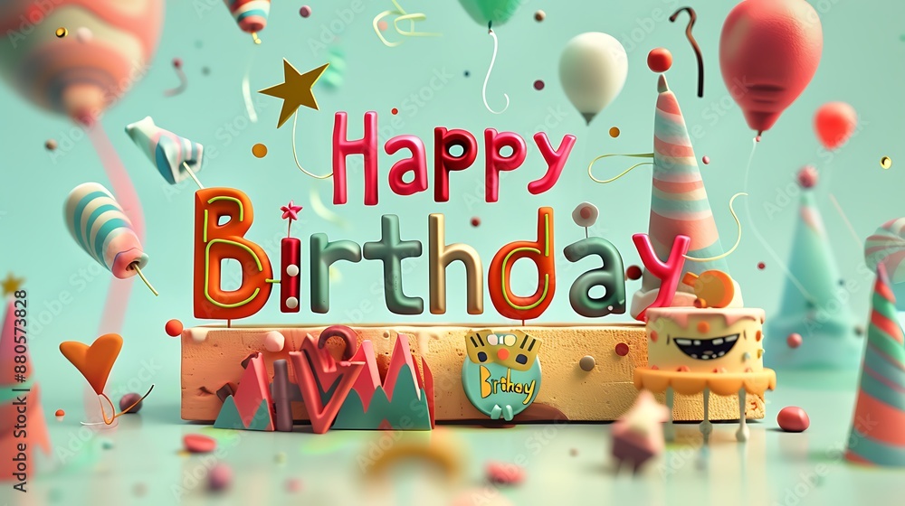 Quirky and Playful Happy Birthday Card with Whimsical Font and Vibrant ...