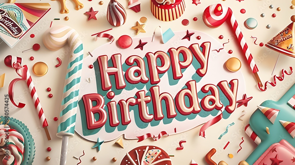 Retro Birthday Card Design with Vintage "Happy Birthday" Font and Old ...