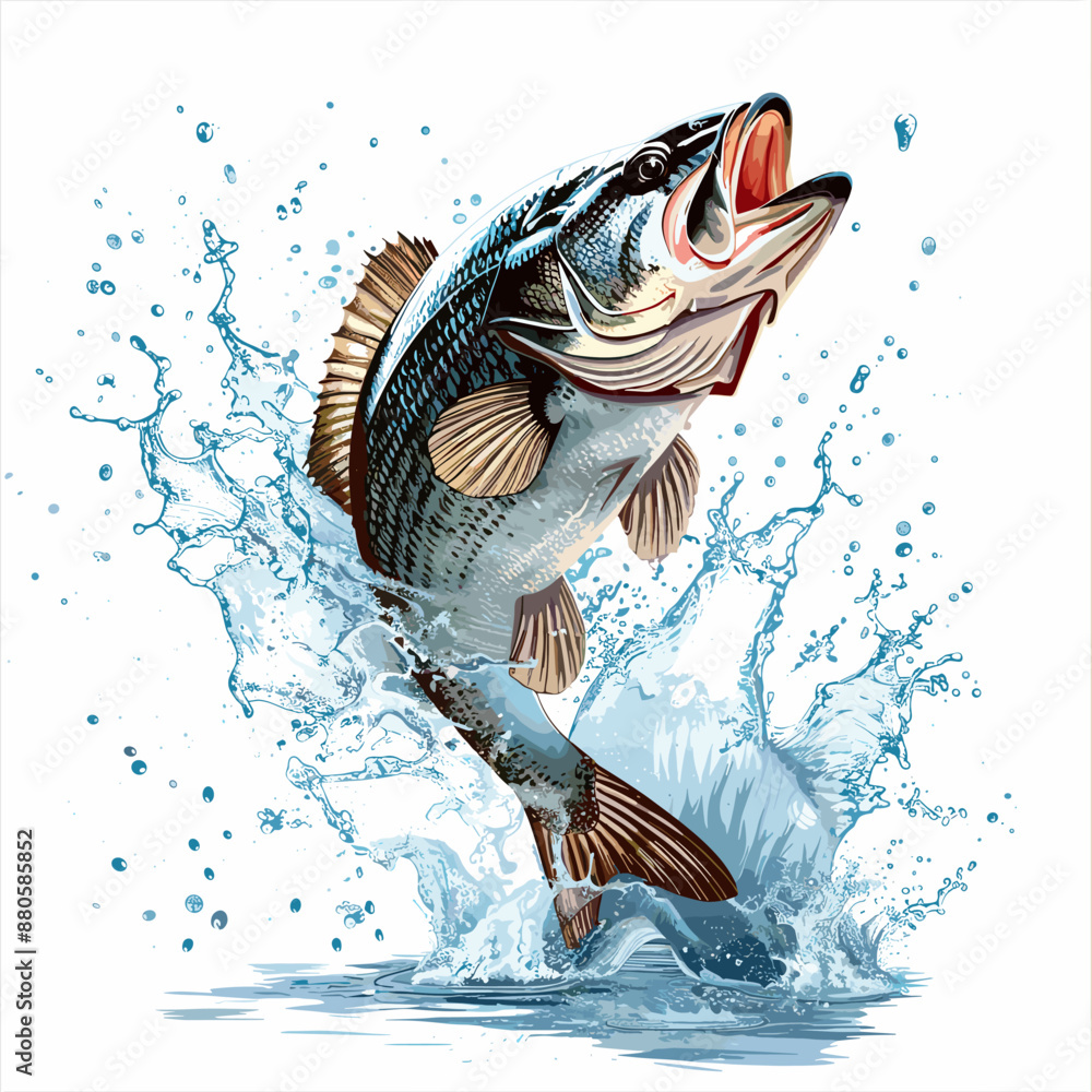 T-shirt design of a freshwater fish vector t shirt design of bass ...
