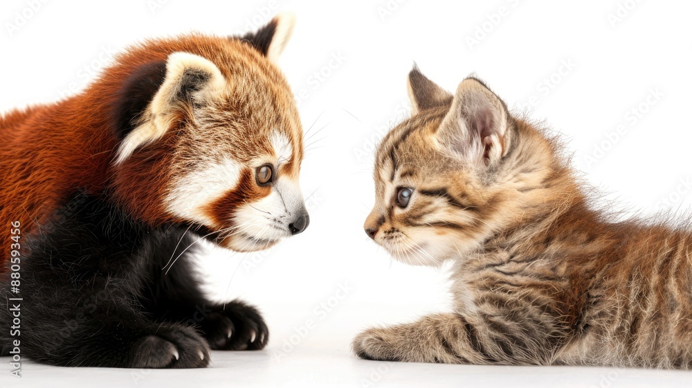 Red panda and cat both shining 10 year old Ailurus fulgens against ...