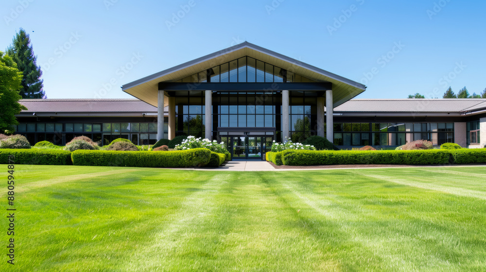 '' wide angle of a Jehovah's Witnesses Kingdom Hall exterior with a ...