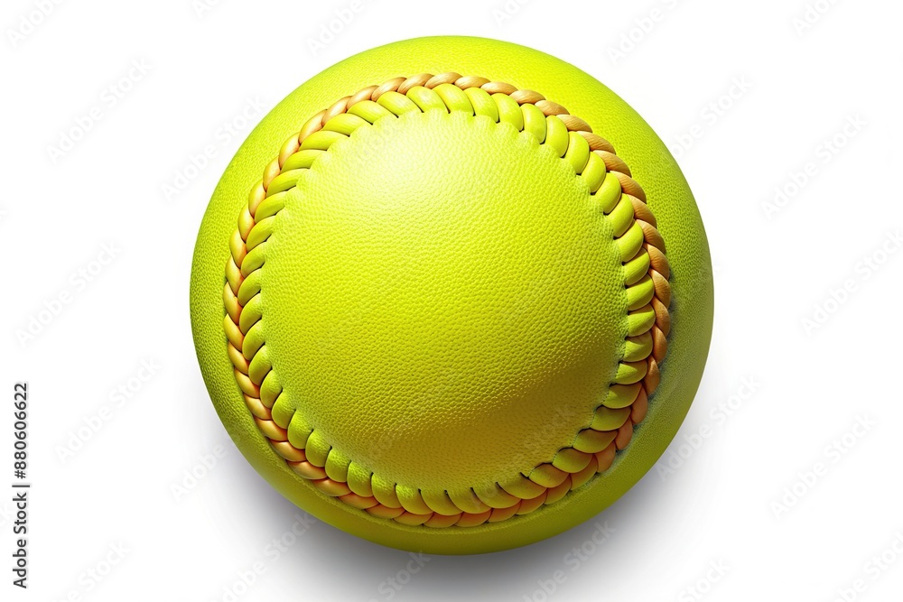 Simple, isolated, bright yellow softball icon with subtle texture, Seam ...
