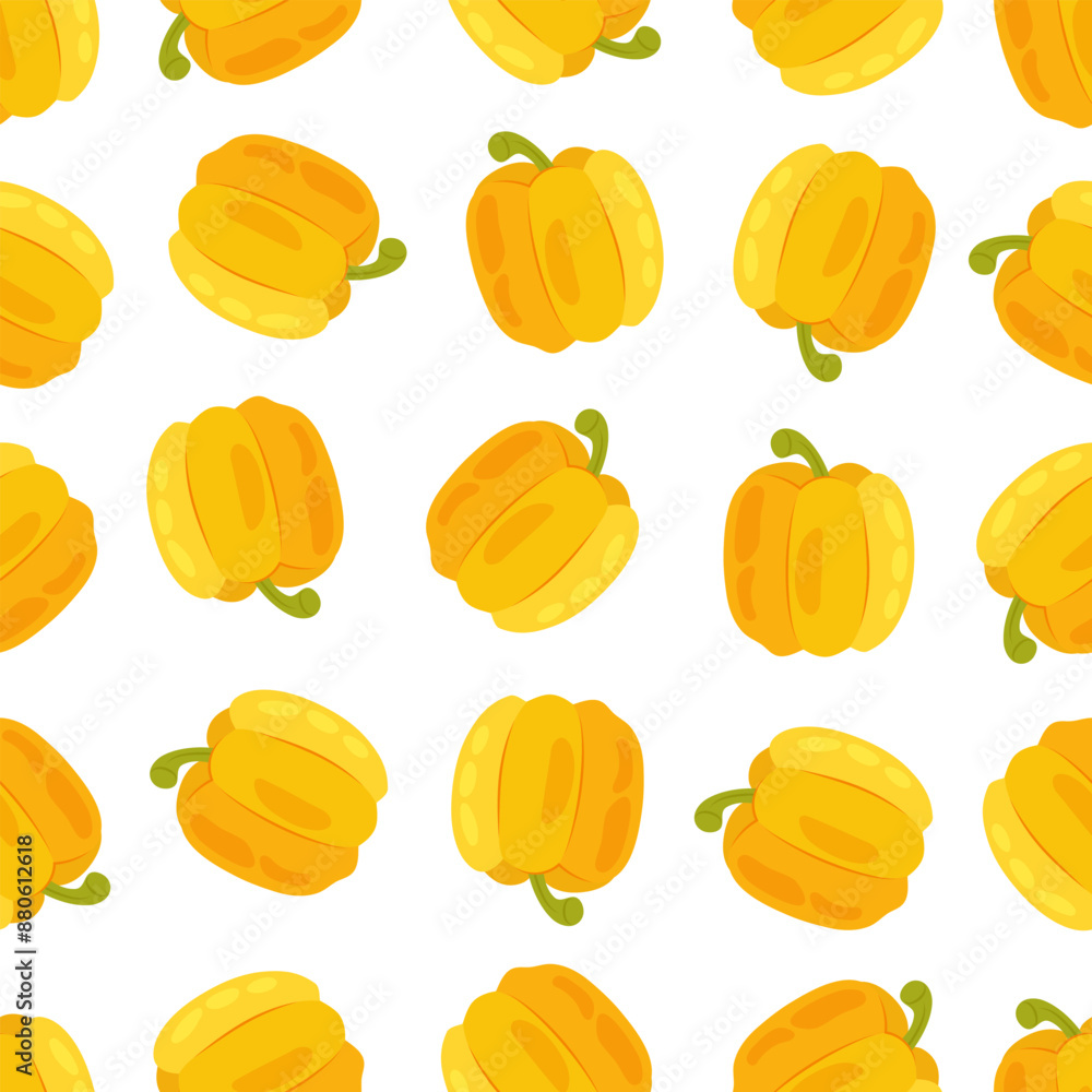 Seamless pattern with pepper in flat style on white background. Healthy ...