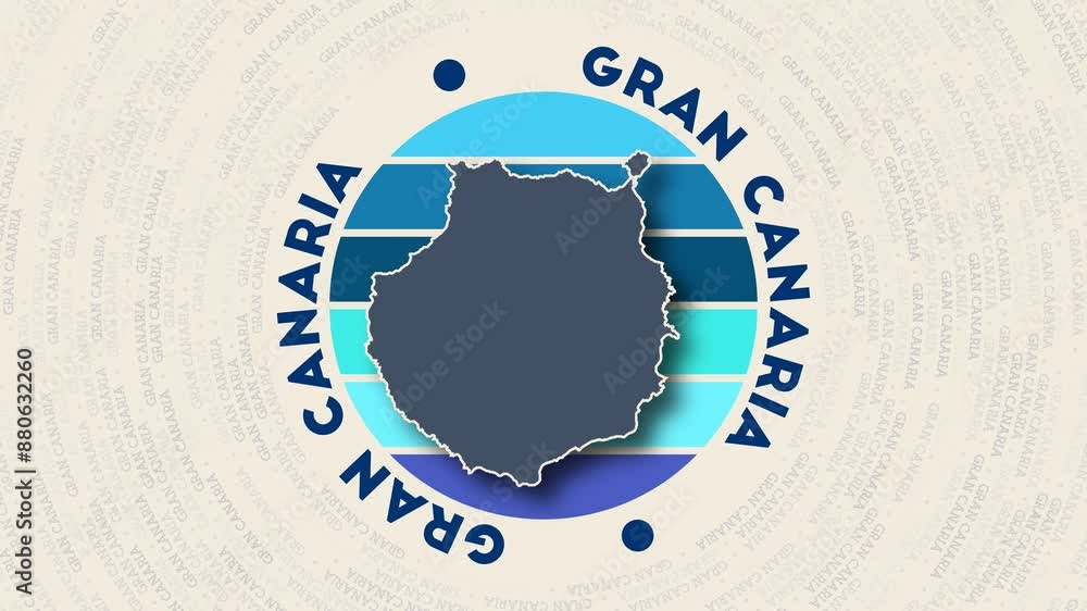 Gran Canaria logo intro. Badge with the circular name and map of the ...