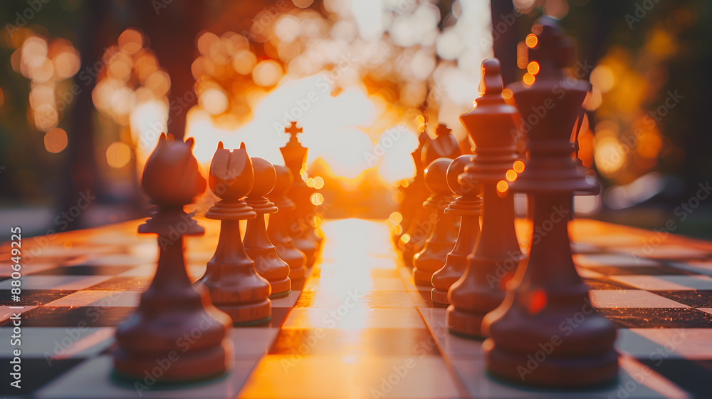 Assortment of chess pieces with dramatic backdrop,chess board game ...