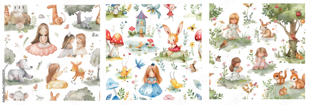 Pattern for children and babies with nursery rhyme animals and white ...