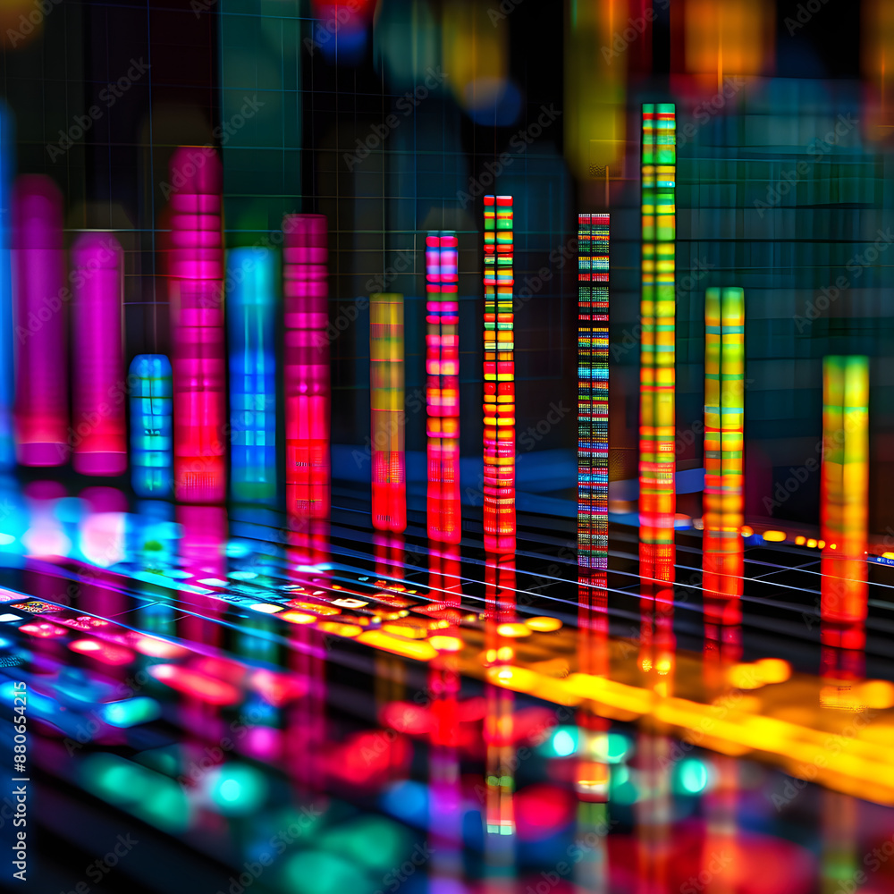 Color-Coded Statistical Bar Chart Showing Categories and Numerical Data ...
