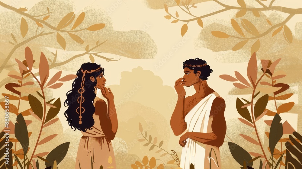 Genesis : Adam and Eve , Biblical Illustration of Adam and Eve in ...