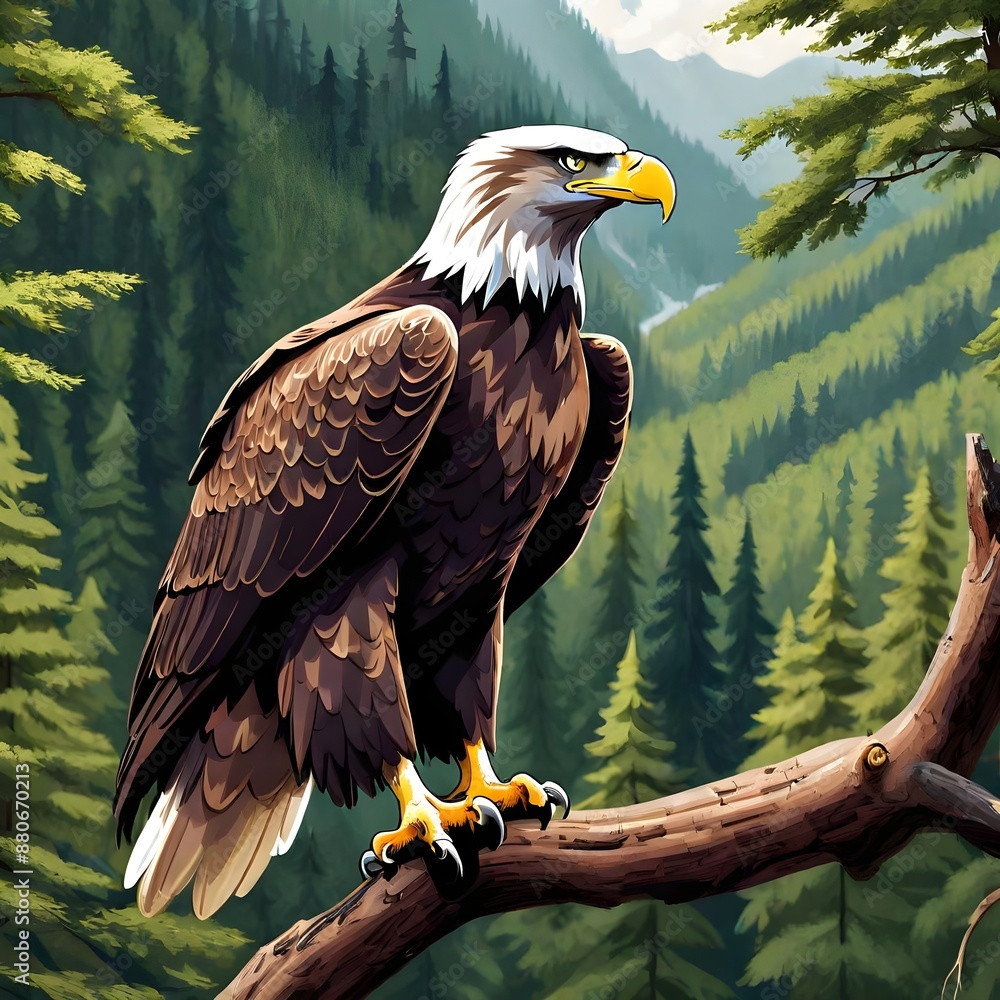 Lone Bald Eagle Sits Perched on a Branch , A Bald Eagle perches on the ... Lone Bald Eagle Sits Perched on a Branch , A Bald Eagle perches on the ...