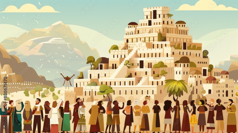 Genesis : The Tower of Babel , Biblical Illustration of Diverse Groups ...