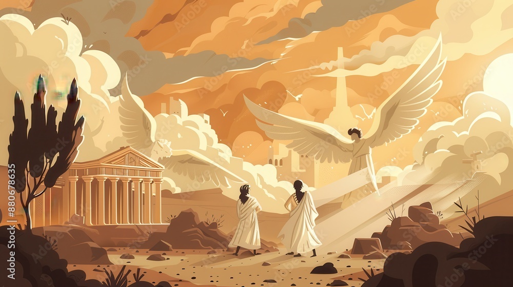 Genesis : Sodom and Gomorrah , Biblical Illustration of Angels Warning ...