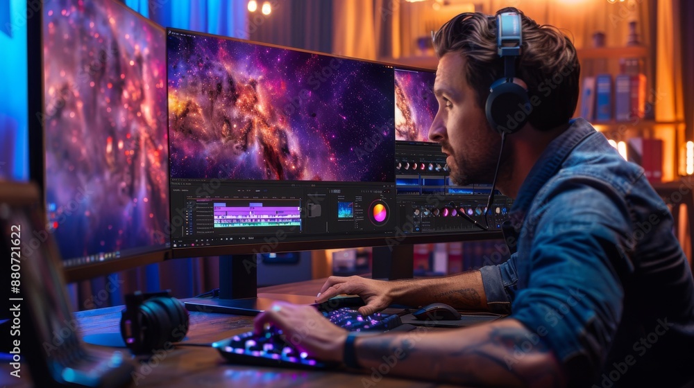 Mastering Hyper-Realistic Color Grading: Skilled Video Editor Enhancing ...