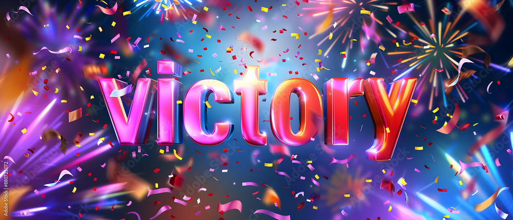 Colorful celebration with fireworks and confetti, featuring the word ...