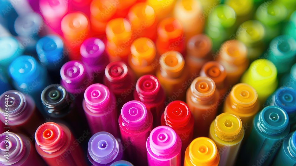Vibrant markers with unique numbers and color names for kids creativity ...