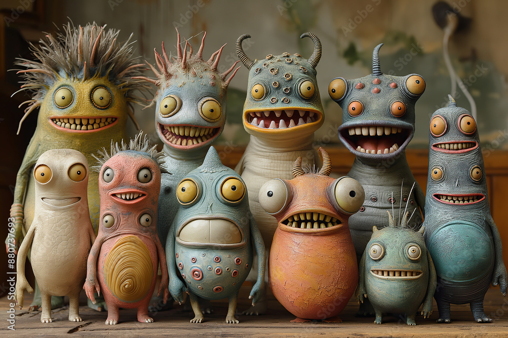 creatures of ai // group of cute monsters with different sizes and ...