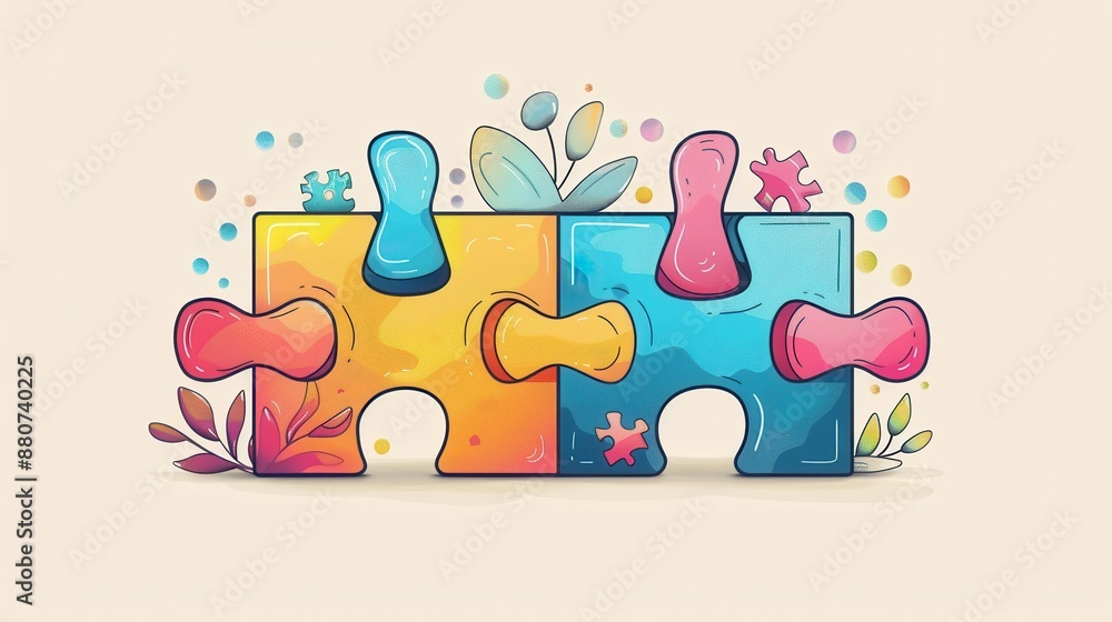 puzzle pieces flat design front view problem-solving cartoon drawing ...