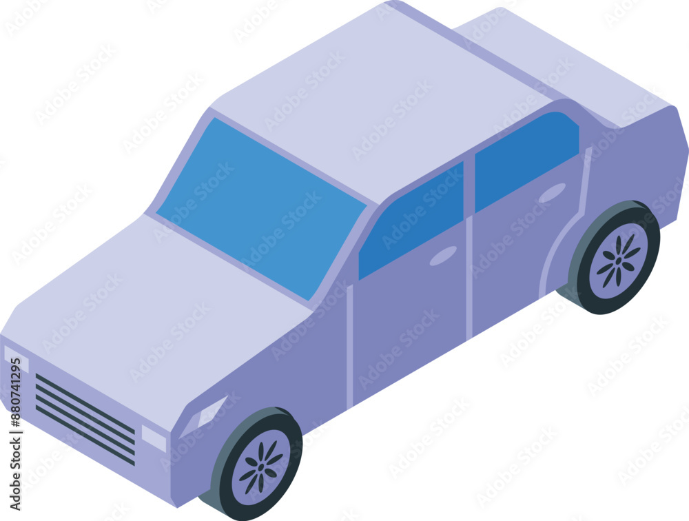 Isometric projection of a modern sedan car parked showing large ...