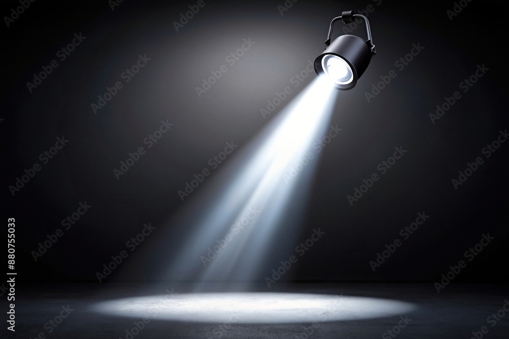 spot light from the top on a minimal black background, light ...