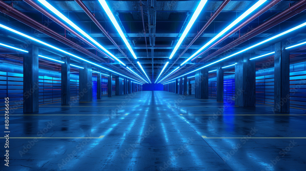 Underground Parking Garage Hangar: The foreground features an expansive ...