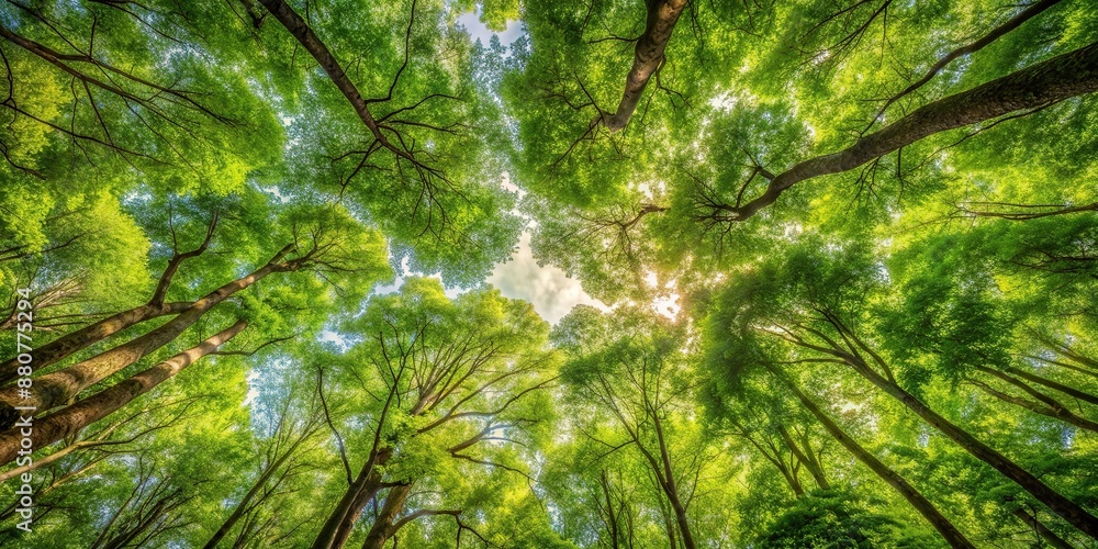 Forest canopy using leafy shapes and shades of green and brown, canopy ...