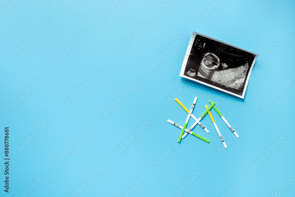 Ovulation and pregnancy tests with Ultrasound image of a baby ...