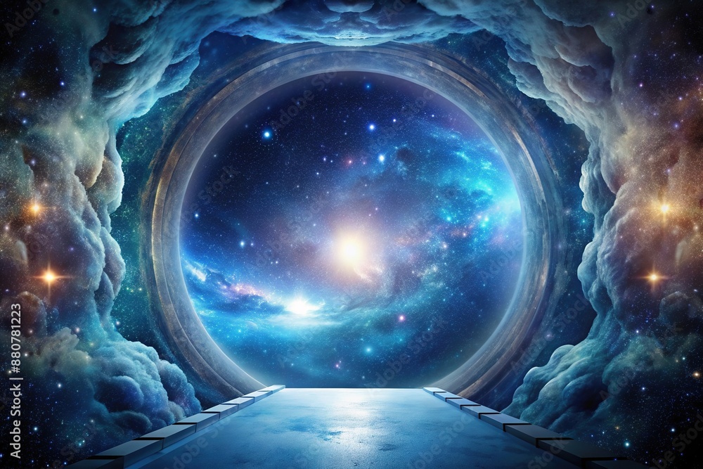 ภาพประกอบสต็อก Portal In The Space Portal Opening Deep Space Journey ...