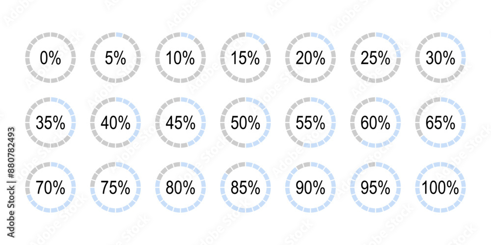 Percentage infographics elements. Blue and gray color fill pie charts ...