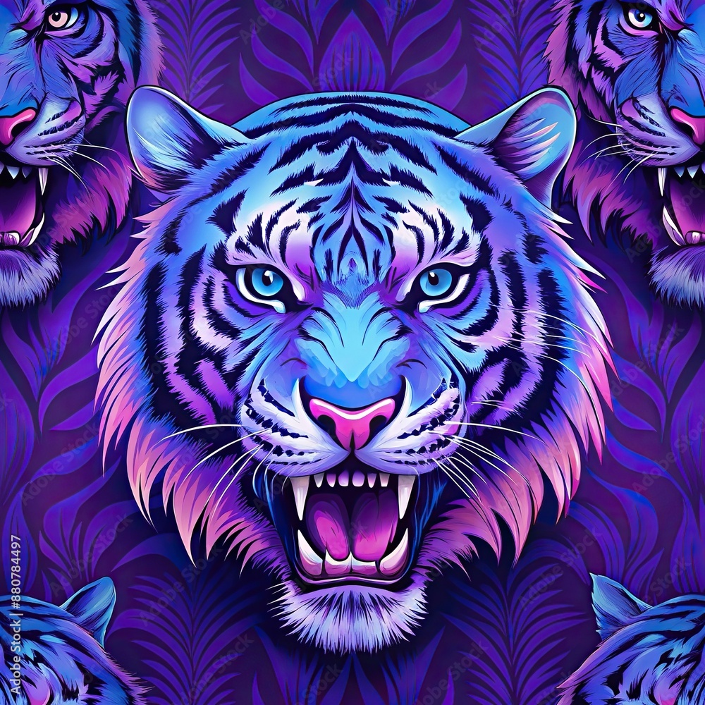 Saber Tooth Tiger Wallpaper Purple and Blue for Desktop , Blue ...
