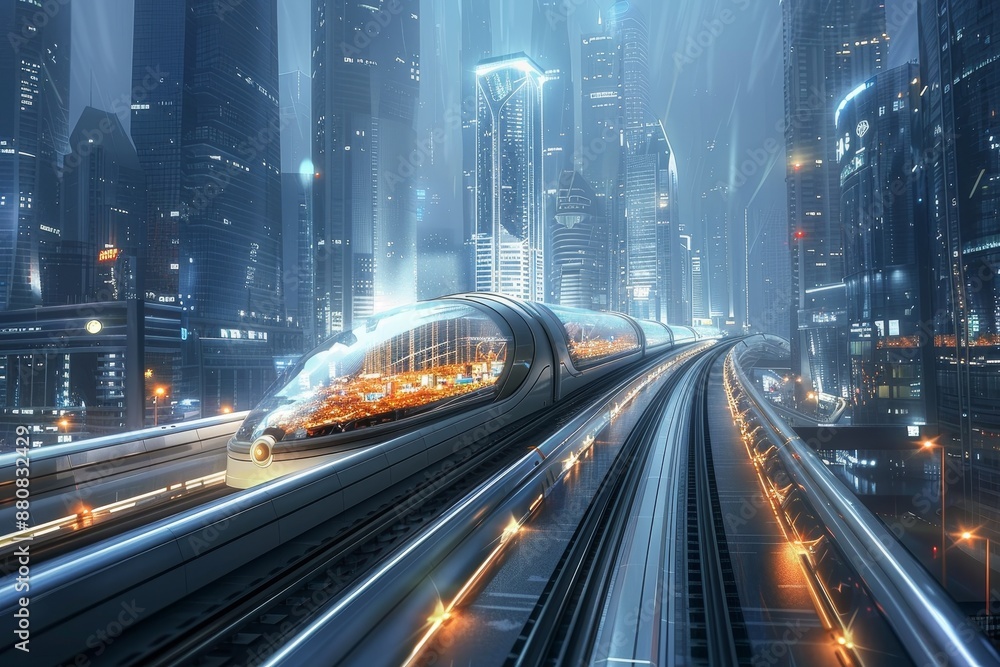 49 Futuristic urban street scene with smart infrastructure, realistic ...
