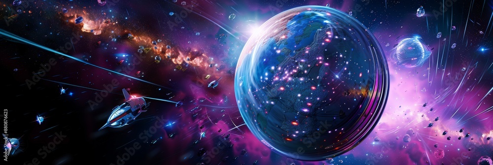 Spacecraft in a Starry Universe - An illustration of a starry space ...
