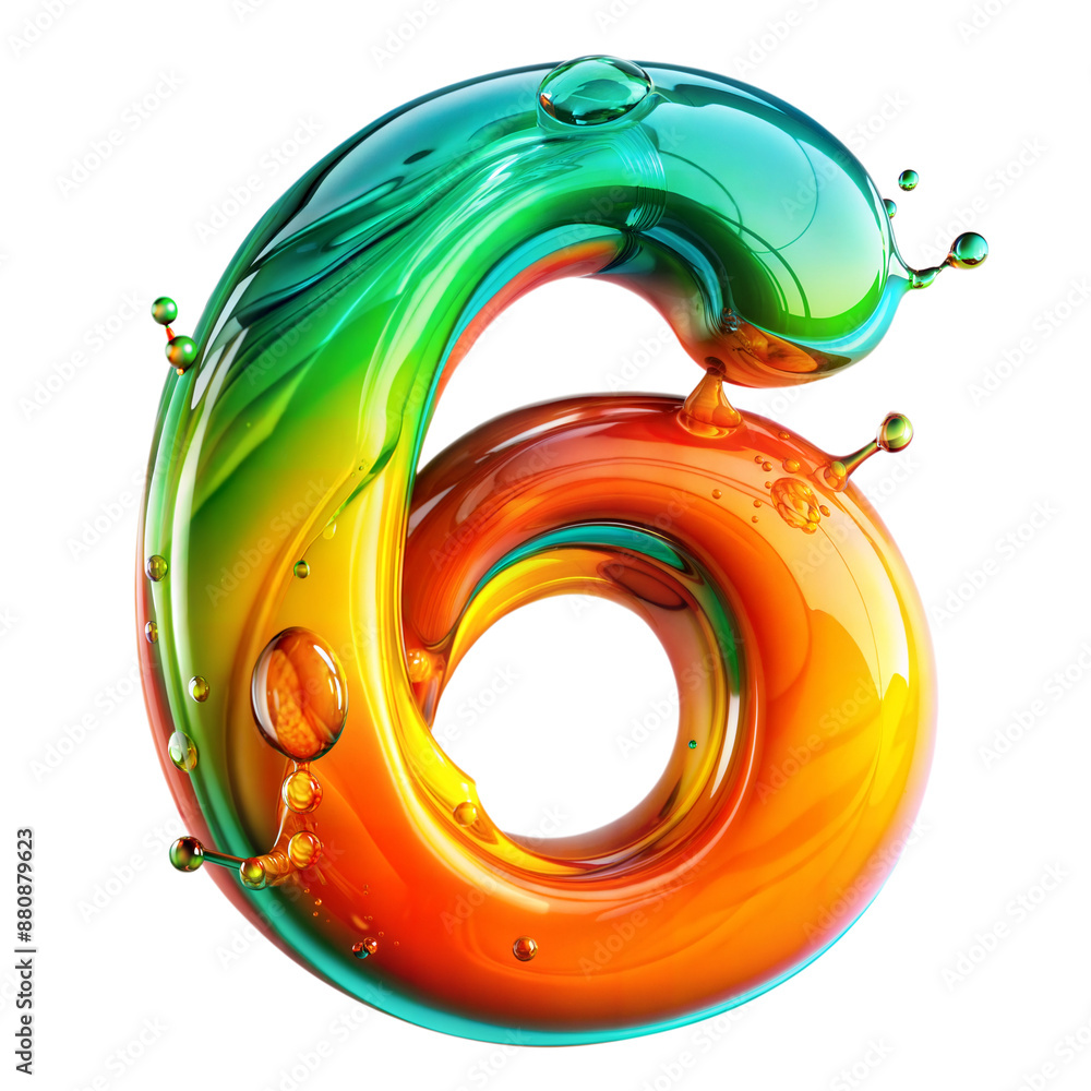 Artistic Number Six with Rainbow Colors Isolated on Transparent ...