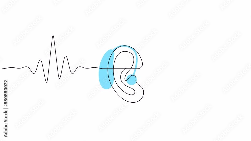 Self drawing animation of hearing aid in human ear drawn by continuous ...