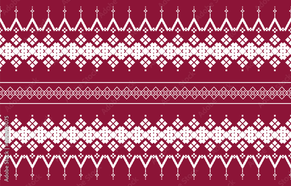 Abstract Geometric ethnic seamless pattern, red and white Traditional ...