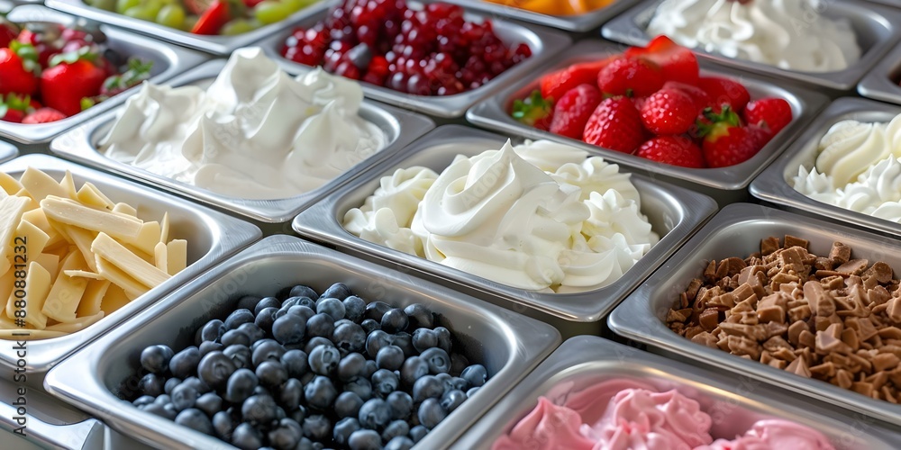 Foto de Assorted desserts like Greek yogurt bar frozen yogurt bark and ...