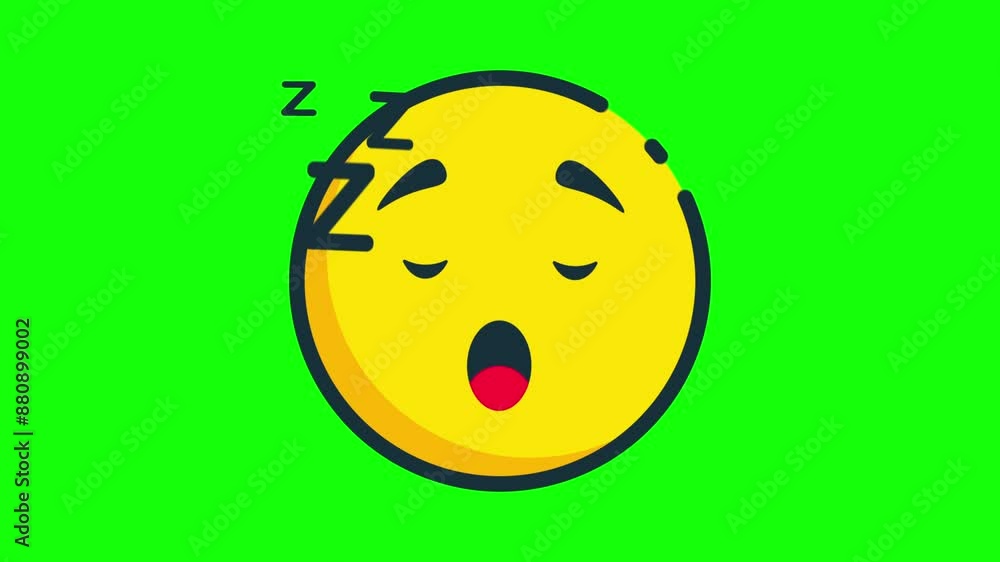 2D emoji sleeping face animated icon. 4K animated icon on green screen ...