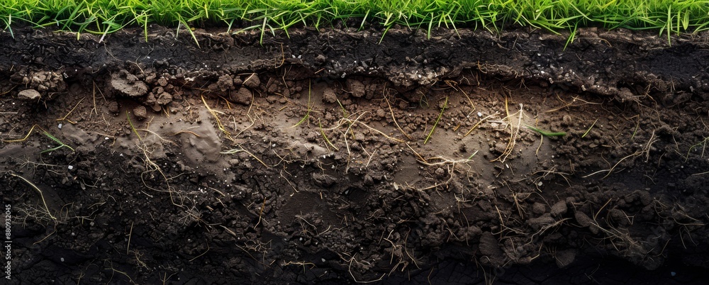 Soil layers, clay mud earth. Horizontal dirt ground cross section ...