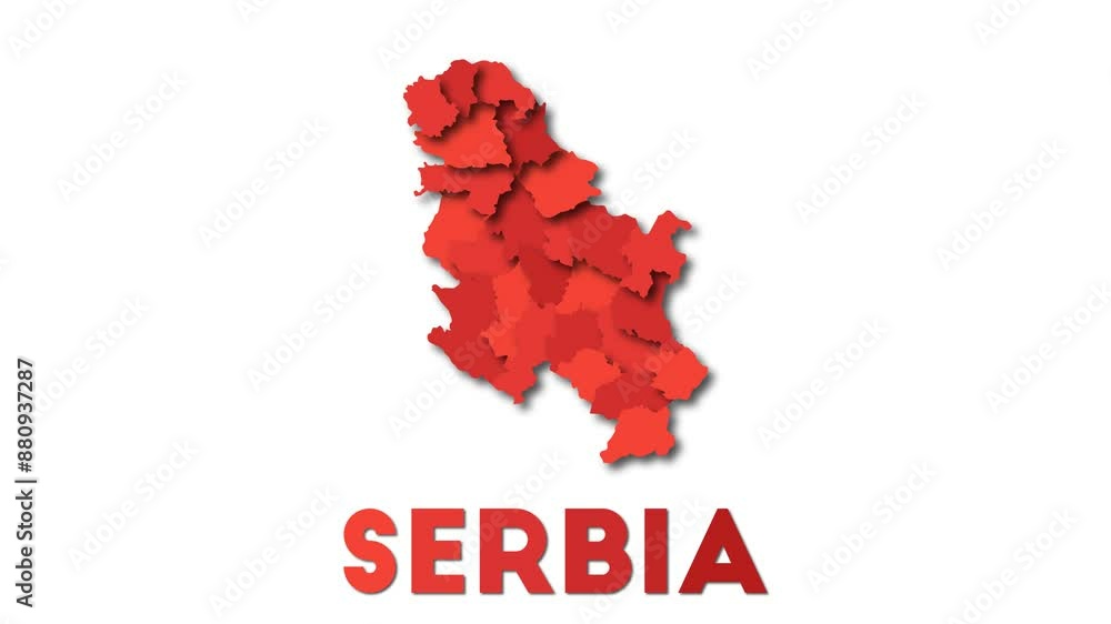 Serbia map showing regions. Animated country map with title. 4k ...