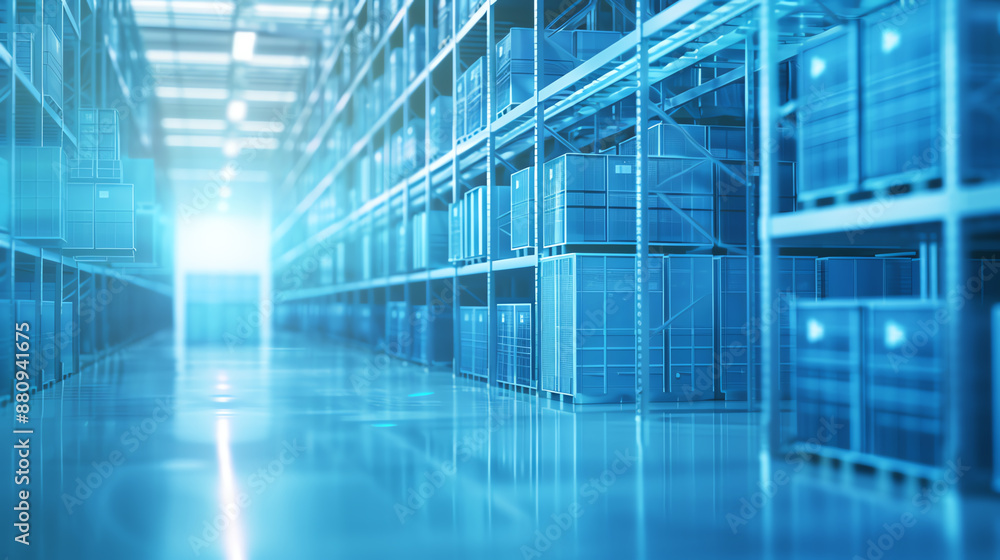 Warehouse with AI-driven inventory optimization, smart logistics ...