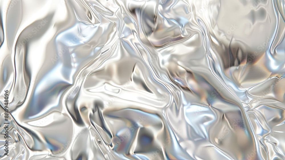 Silver liquid molten metal abstract wavy background with reflects ...