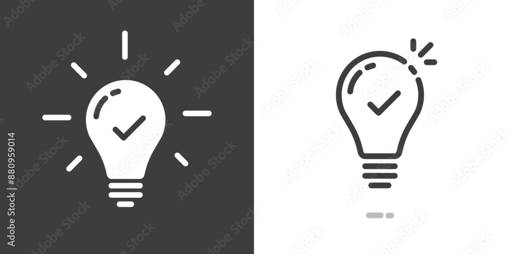 Insight tip light bulb icon vector simple pictogram graphic set, smart ...