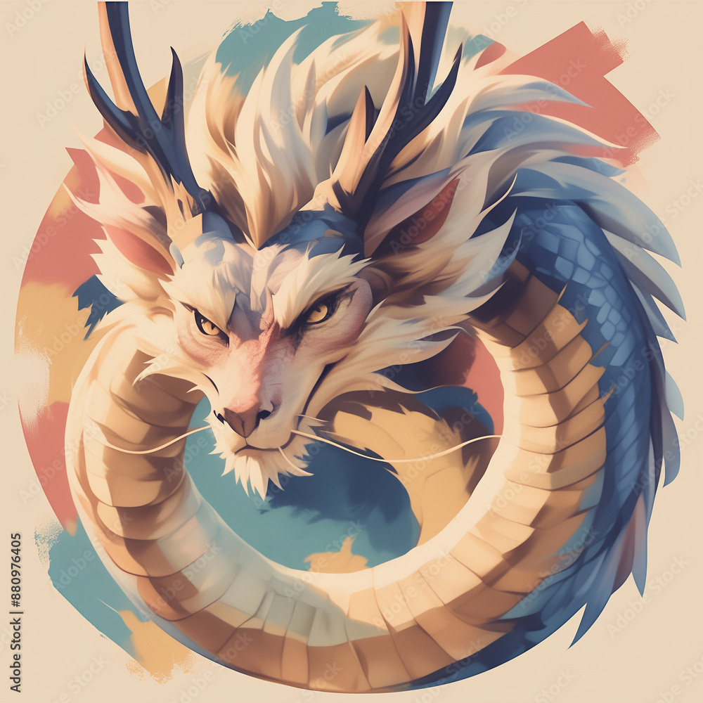 Dragon concept digital illustration. Dinosaur creative banner. Ancient ...