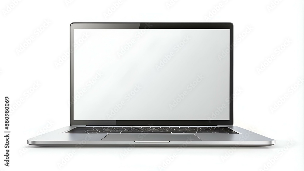 Realistic laptop mockup with blank screen isolated on white background ...