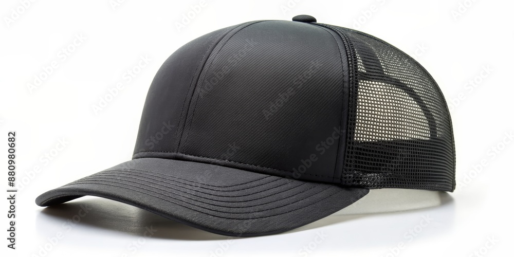 Black Trucker Cap with Mesh Back, Blank Template, Isolated on White ...
