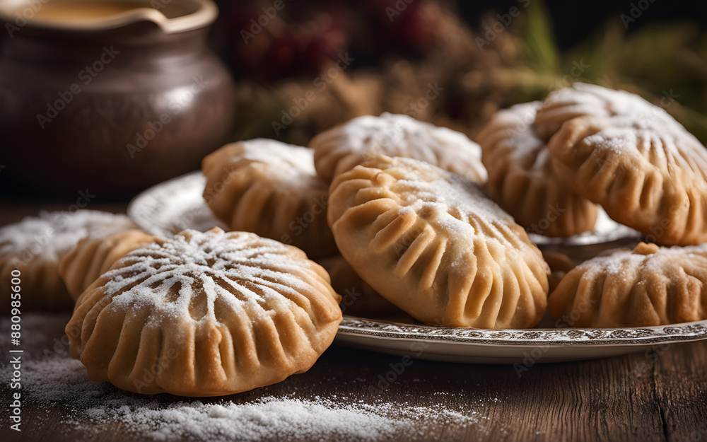 Lebanese maamoul, date stuffed cookies, powdered sugar, traditional ...