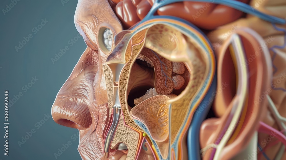 3D illustration of the human ear with inner ear structures, Human Body ...