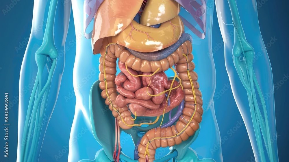 3D-rendered human pancreas showing ducts and internal anatomy, Human ...