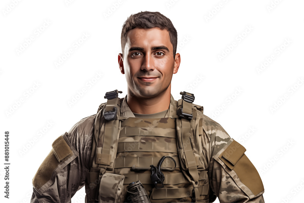 Smiling american soldier on transparent background. Smiling european ...