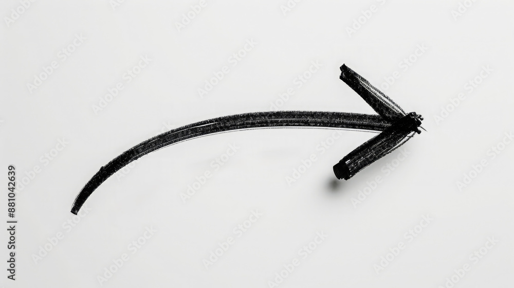 Precise hand-drawn black marker arrow with straight lines and angled ...