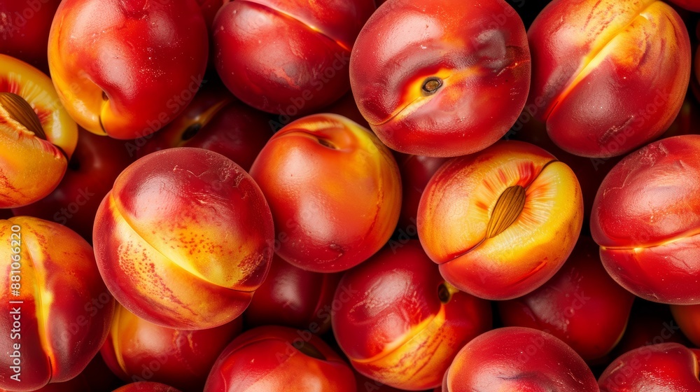 nectarines close up flat design front view fruit display summer market ...