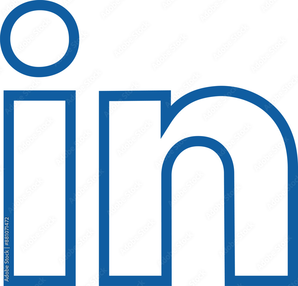 LinkedIn blue color icon in line. isolated on transparent background ...